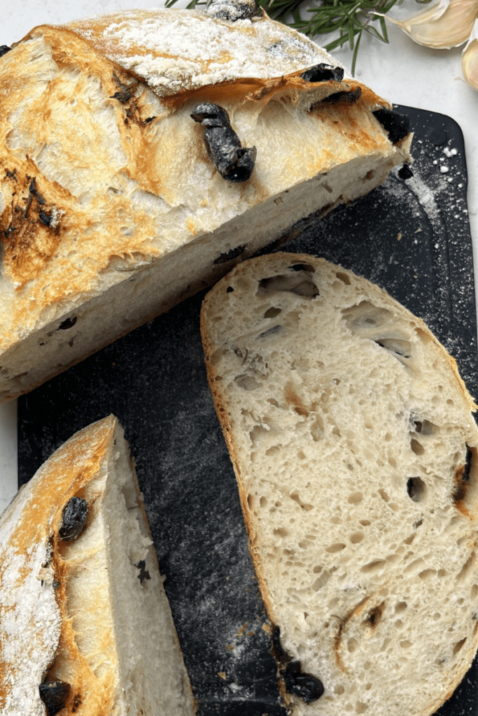 Roasted Garlic, Rosemary, and Kalamata Olives Sourdough Bread - Shakan ...